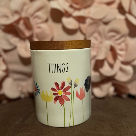 Rae Dunn | Bath | Nwot Rae Dunn Things Jar With Wooden Lid Watercolor ...
